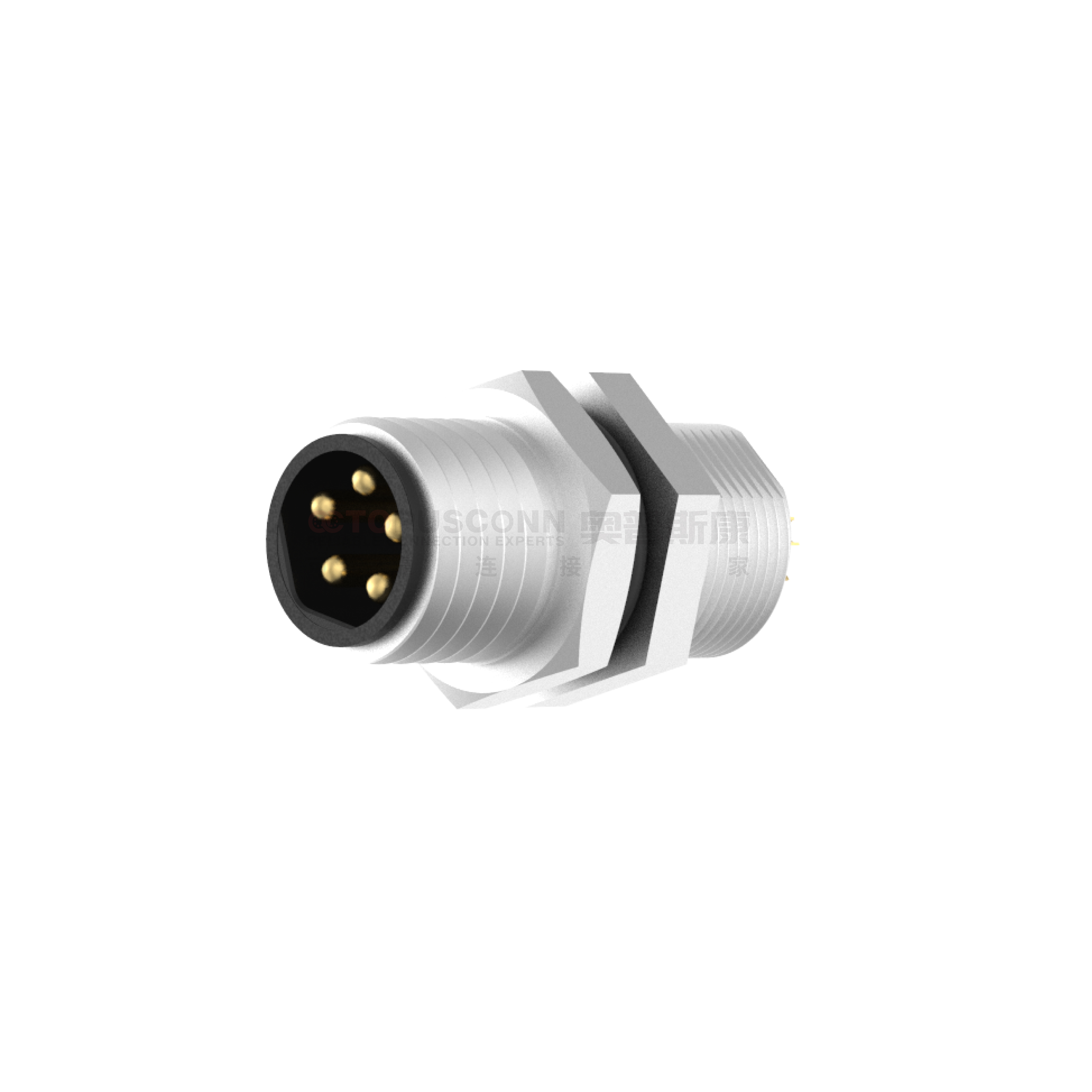 M8 B-Coded Connector Front Panel Mount 5-Pin Male Wire-to-Board Solder ...