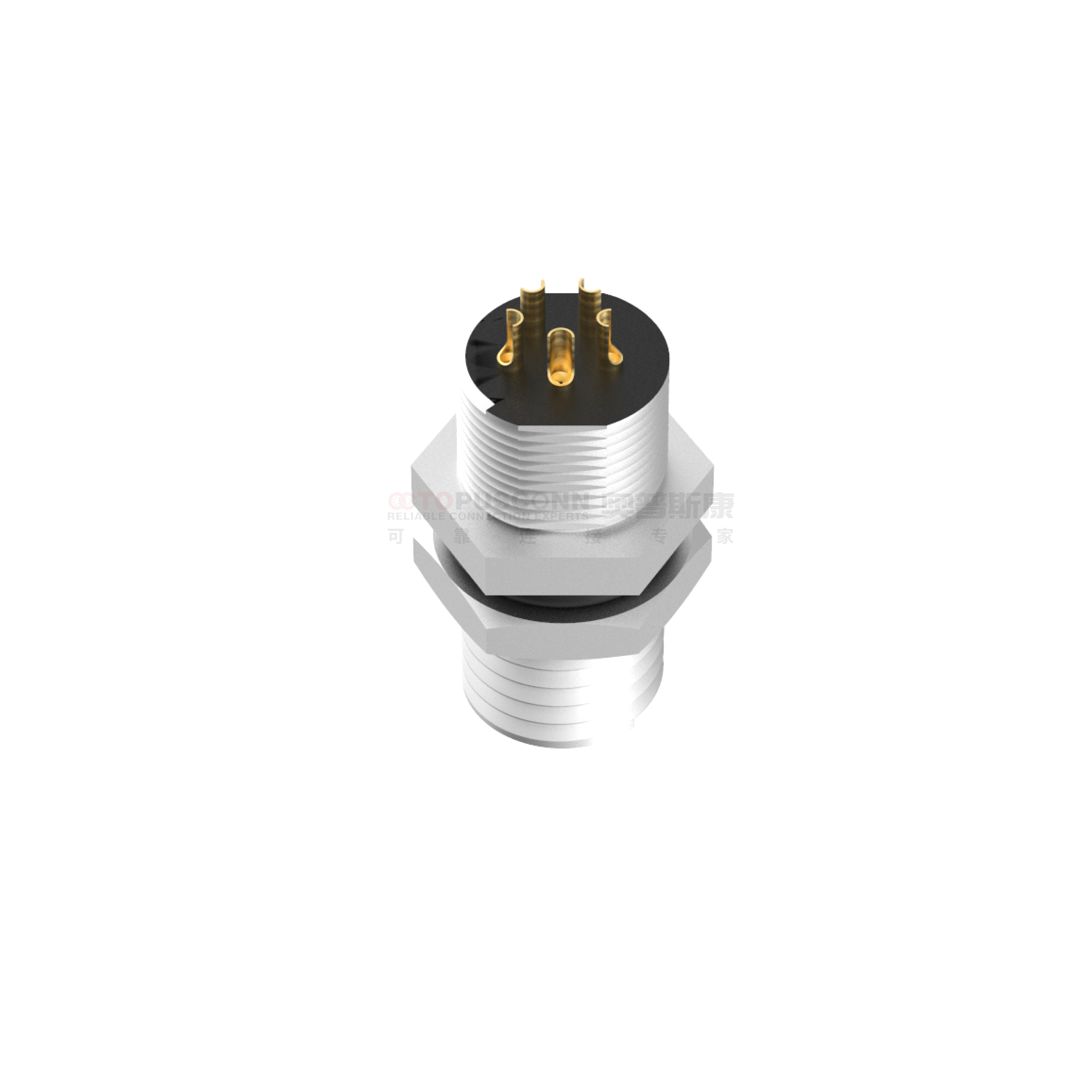 M8 B-Coded Connector Front Panel Mount 5-Pin Male Wire-to-Board Solder ...