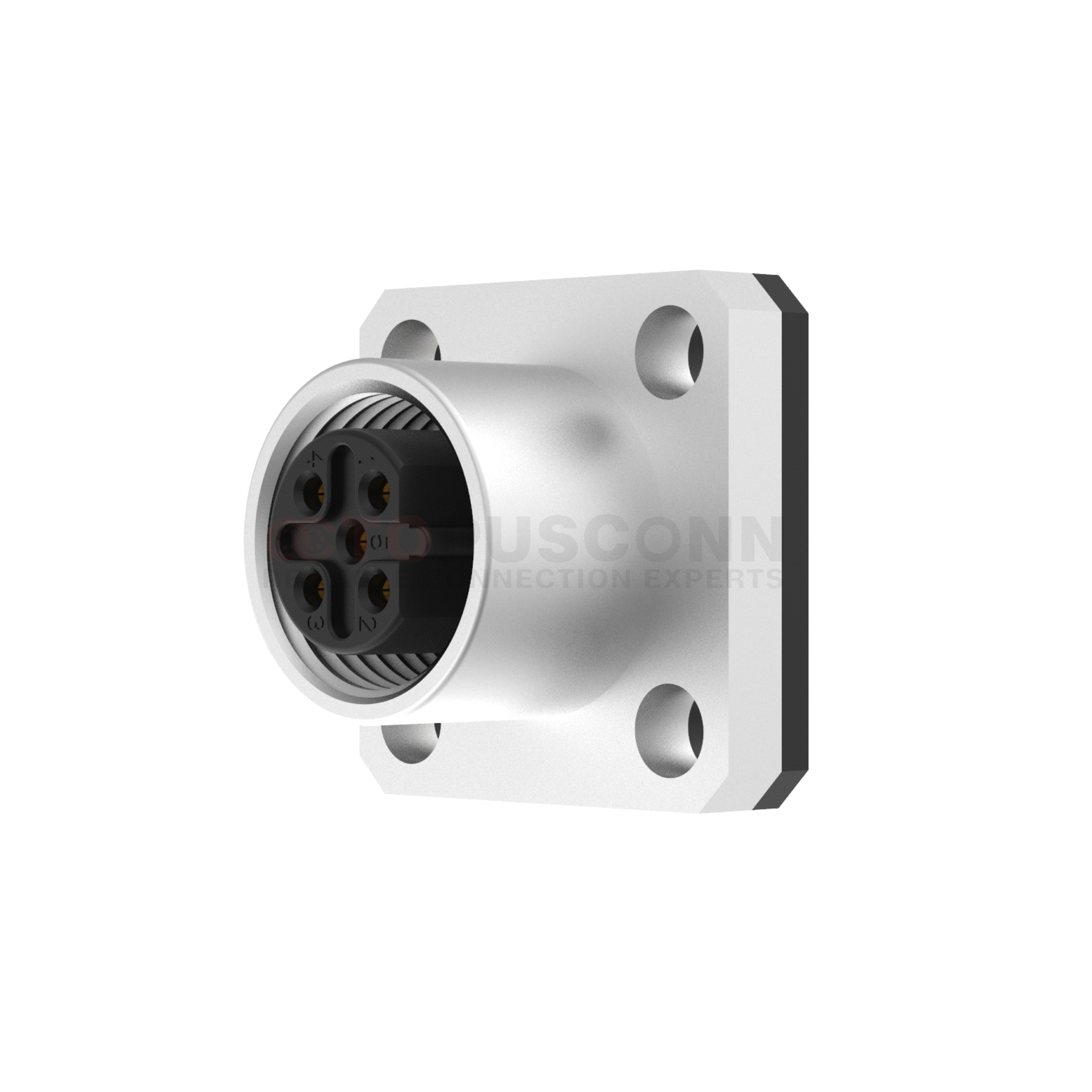 M12 B coded circular connector female end with square flange, 3 - 5 ...