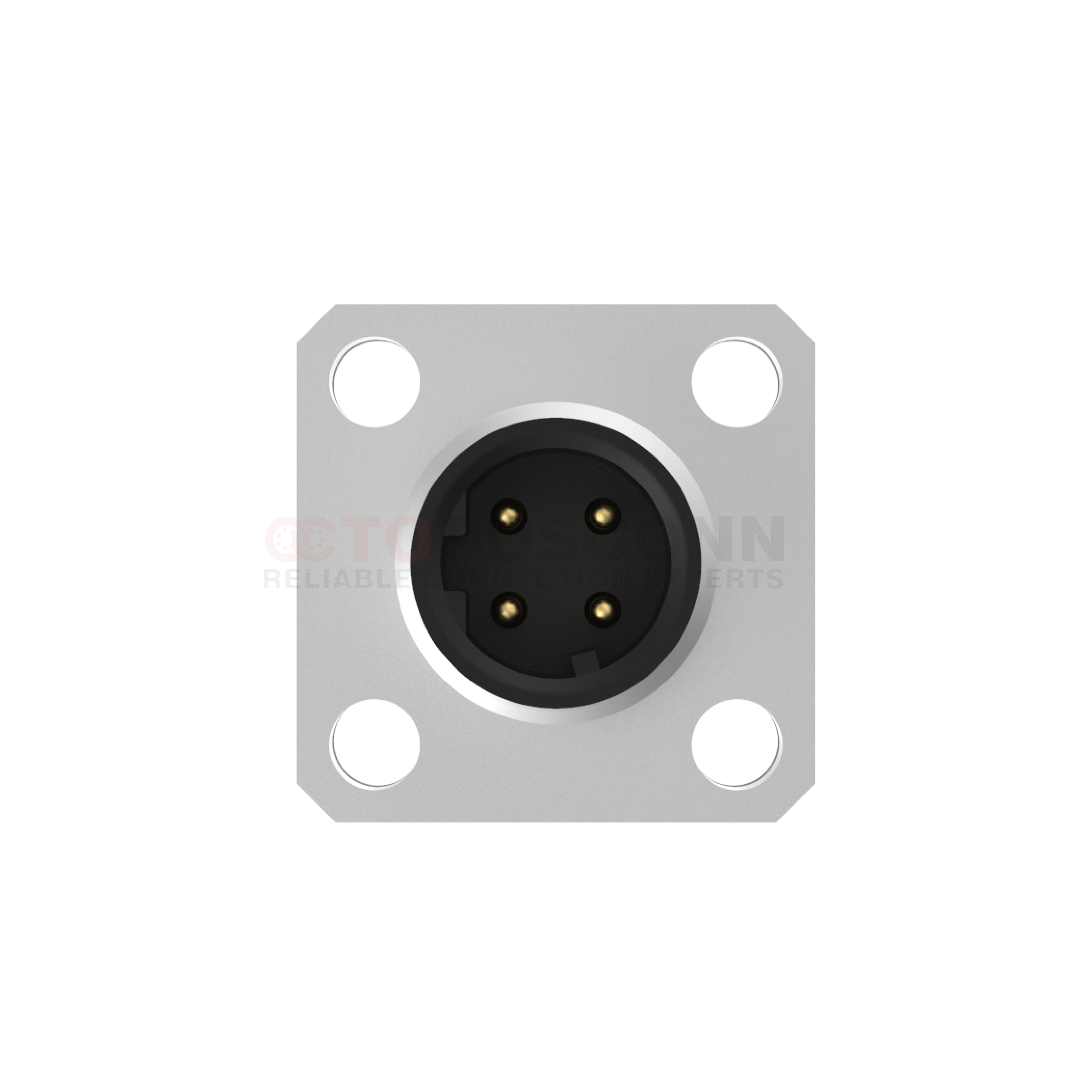 M12 D Coded Connectors Square Flange 4PIN Male Solder Type 14*14 ...