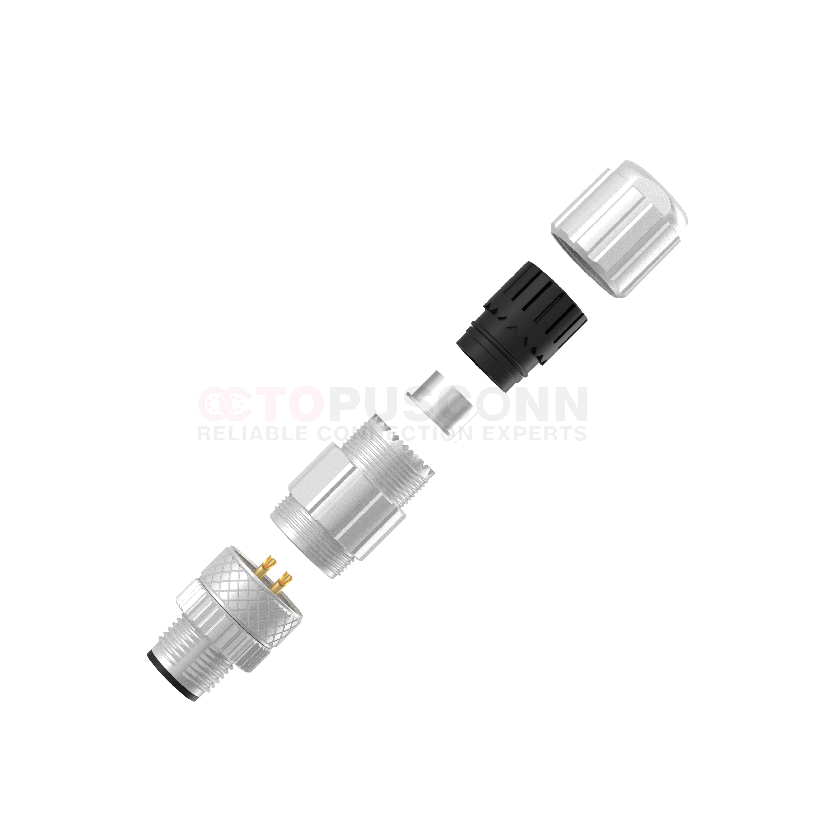 M12 D Coded Connectors Straight Metal Assembled 4PIN Male Screw type ...
