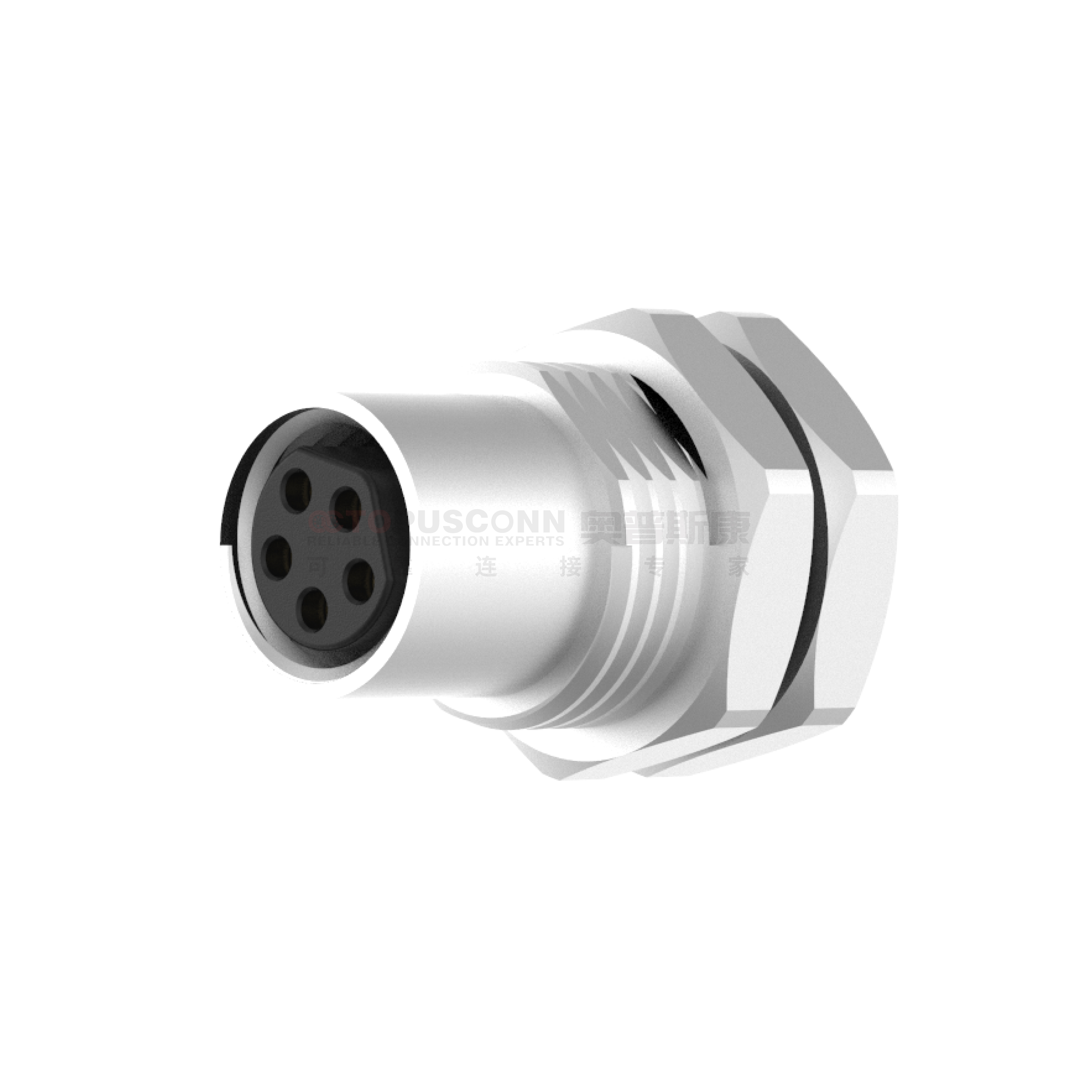 M8 B-Coded Connector Rear Panel Mount 5-Pin Female Plug Plate Type ...